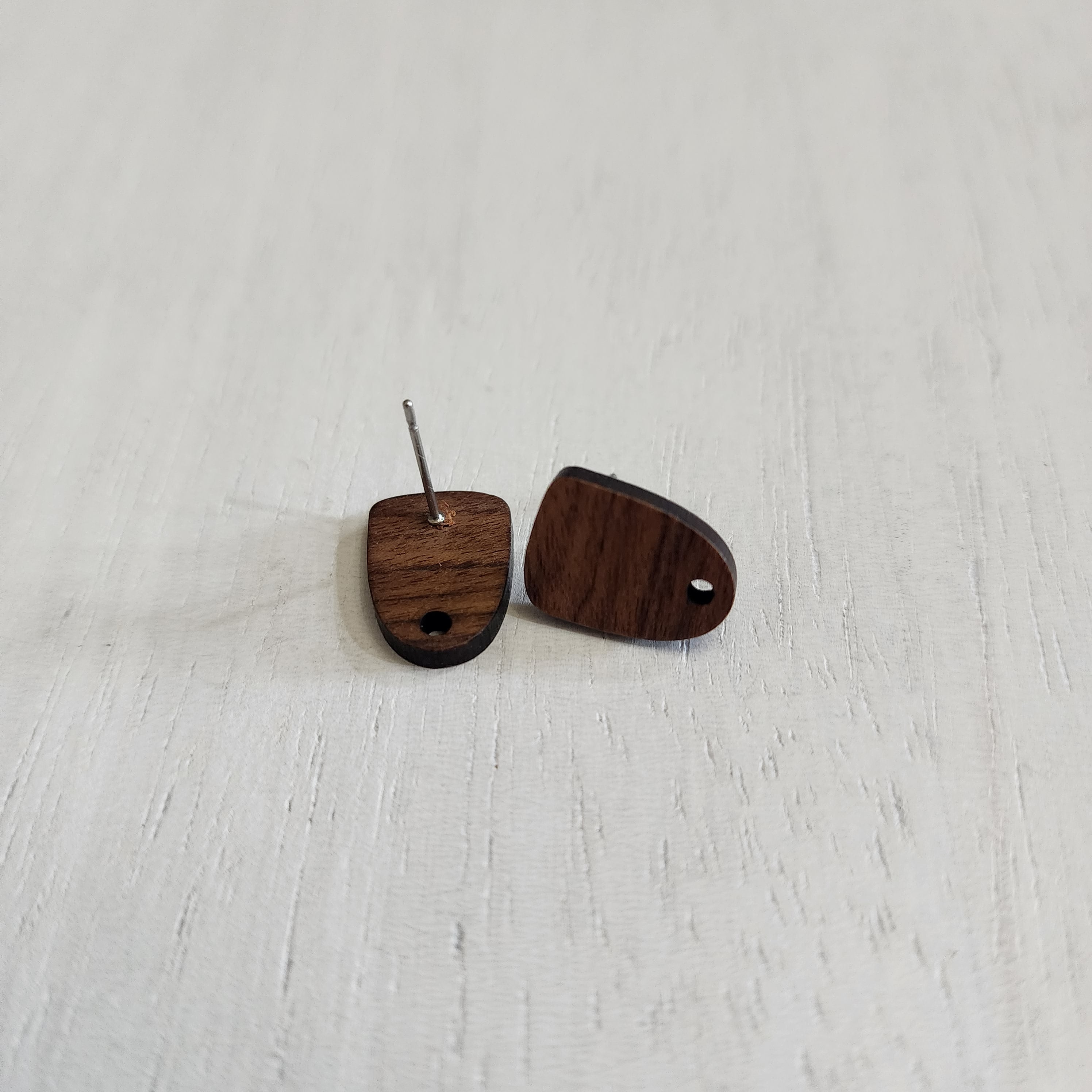 Walnut Wood Rounded Trapezoid Stud with Post - 304 Stainless Steel ...