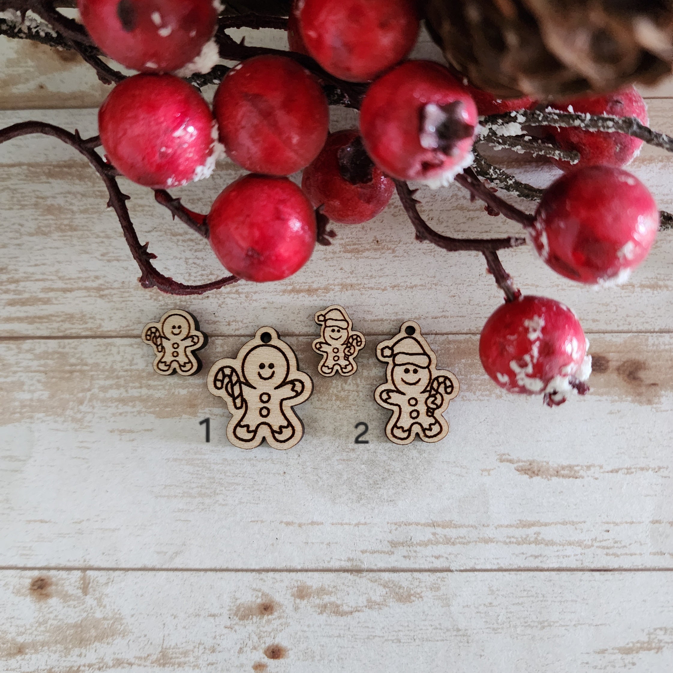 Christmas Gingerbread Men with Hat & Candy Cane Studs & Drops ...